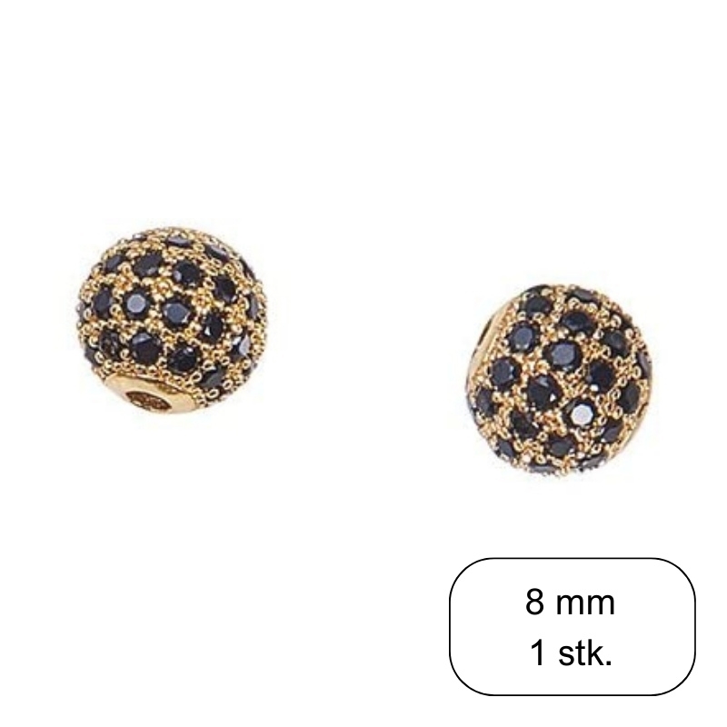 10 mm forgyldt perle med klare zirkonia sten