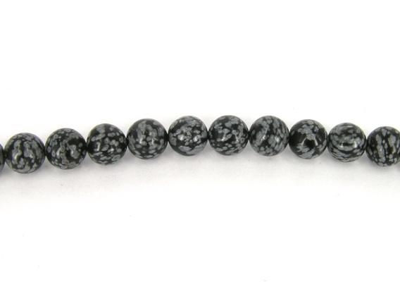 KØB HER - Snowflake obsidian perler - Sorte og grå perler