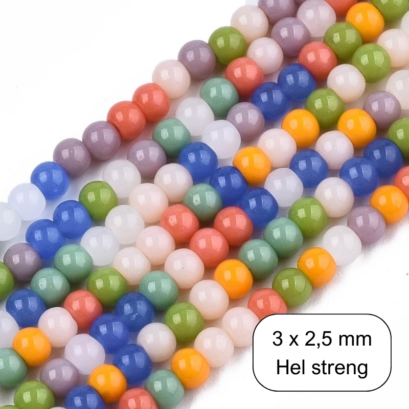 Mix pastelfarvet glasperler - Facet - 3 x 2,5 mm Mix pastelfarvet glasperler - Facet - 3 x 2,5 mm